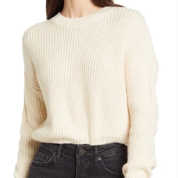 Elodie | Sweaters | Elodie Cream Cropped Ribbed Sweater Size M | Poshmark